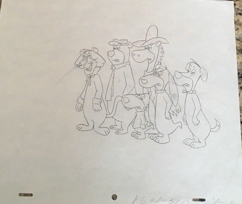 HANNA BARBERA, OUICK DRAW,AUGIE ,DADDY DOG,HUCK HOUND,PROD CEL DRAWING ...
