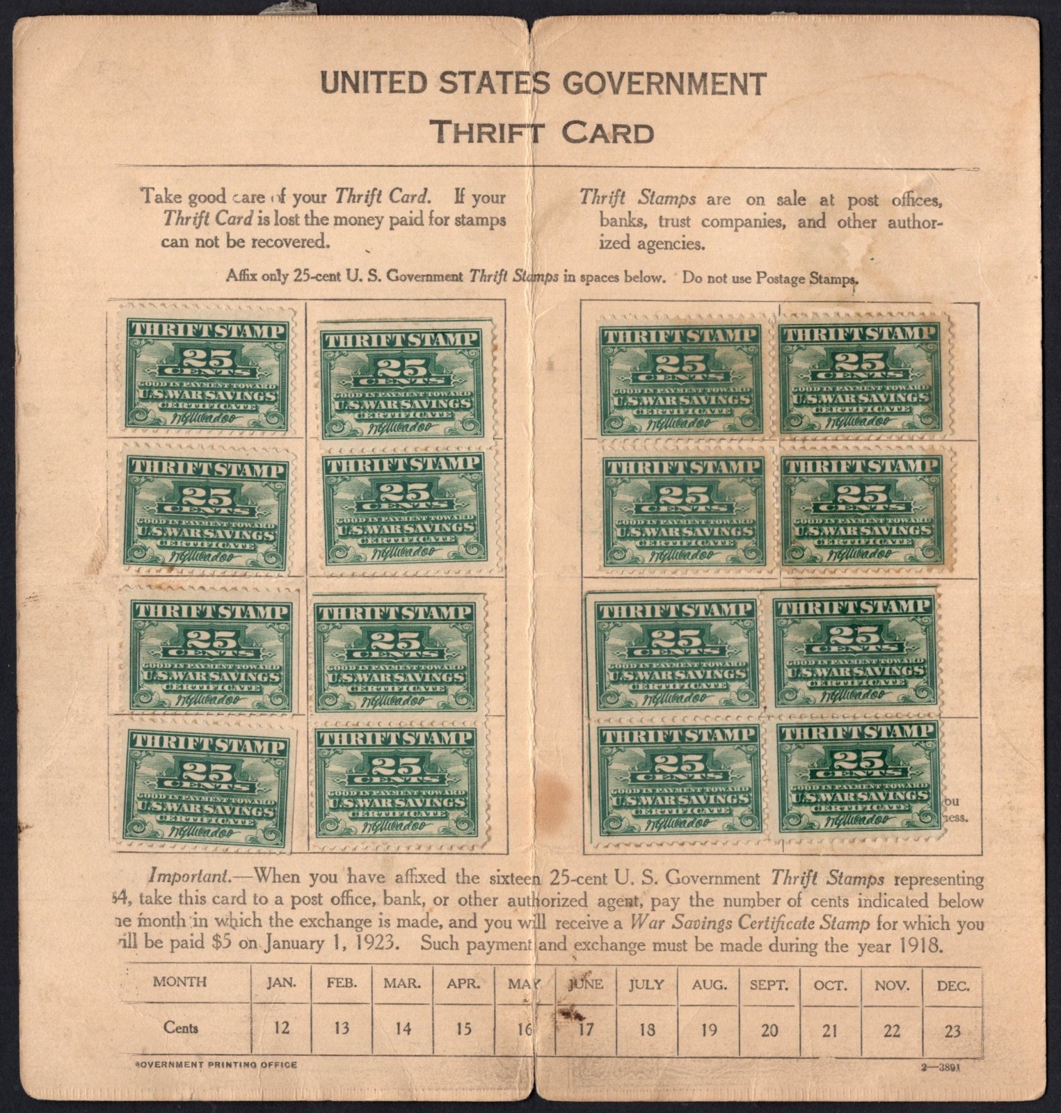 U.S. - WS1 - 16 stamps - in a US Government Thrift Card | eBay