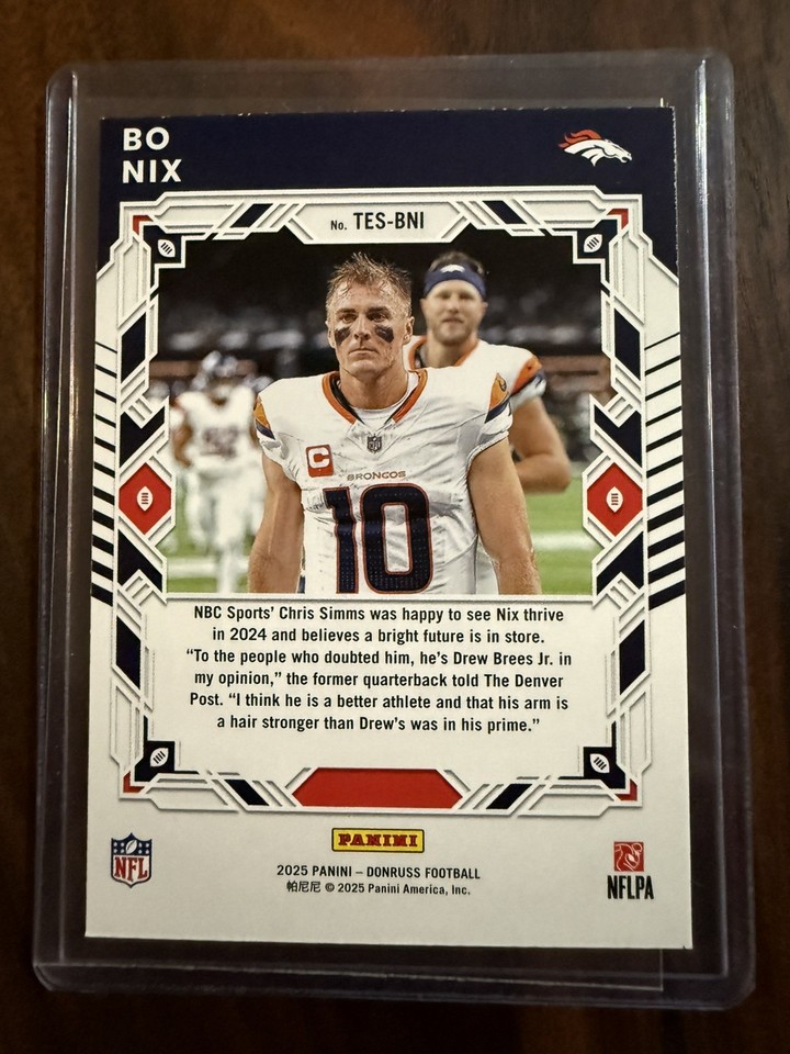 2025 Bo Nix (Denver Broncos) Panini Donruss Base Elite Series Insert # ...