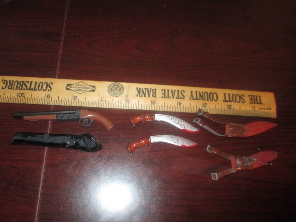 1/6 scale action figure pair of kukri knifes w/scabbard, sawed off ...