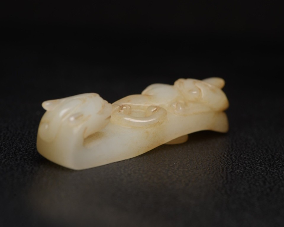 Natural Hetian Jade Carved Home Decor Figurine Dragon Charm Talisman ...