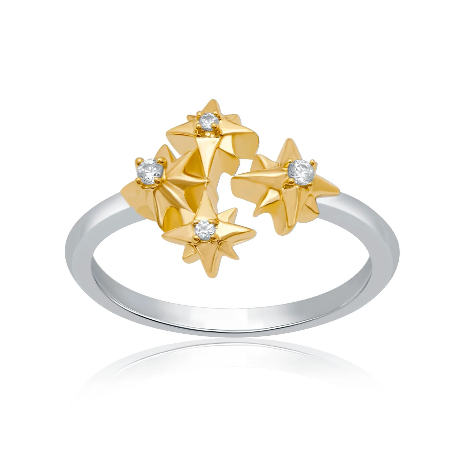 Captain Marvel UNIVERSE FINE JEWELRY Diamond-Accent Two-Tone Star Quad ...