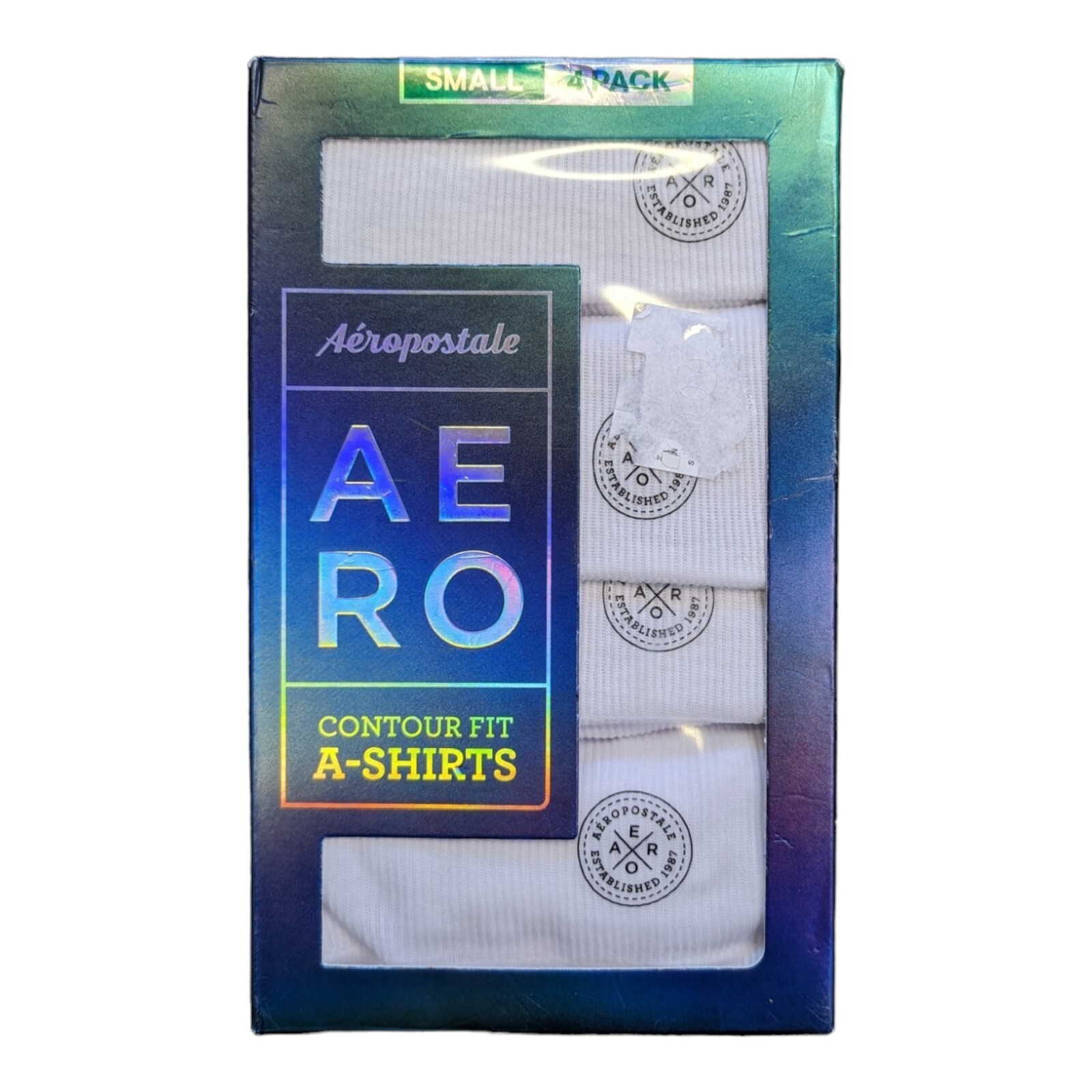 AEROPOSTALE Mens Small 4 Pack Contour Fit White A-Shirt Ribbed Tank Top ...