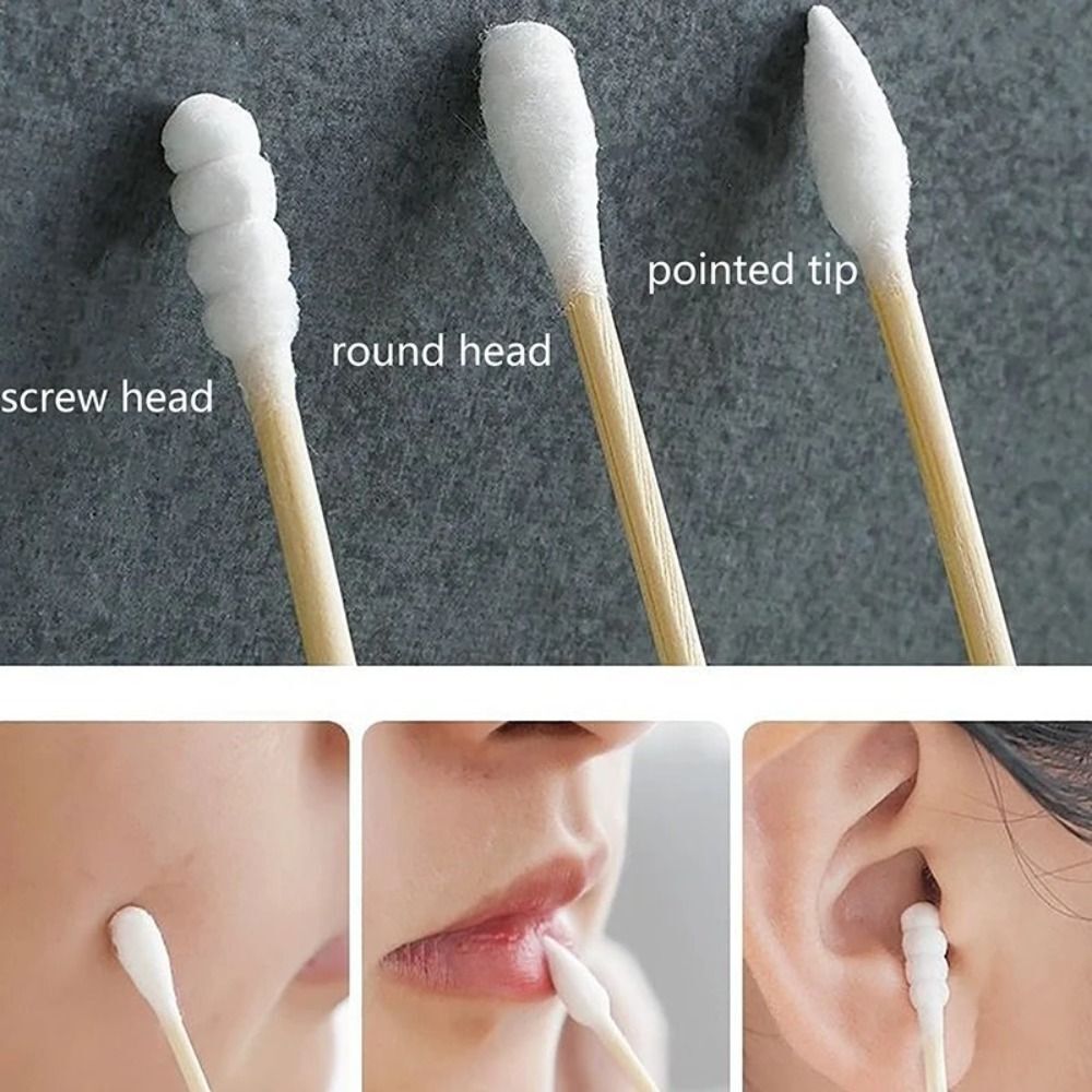 Double Head Cleaning Cotton Swabs Wooden Wadded Sticks Disposable ...
