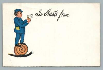 Mailman Riding "Snail Mail"~Antique Letter Delivery Postman Occupation ...