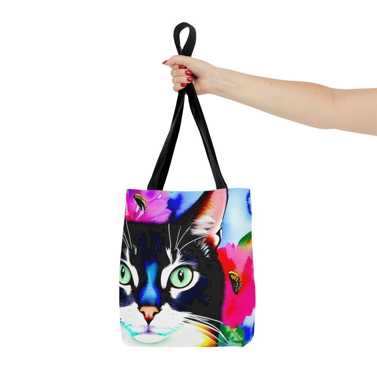 Tote Bag All Over Print Tuxedo Cat 695 Flowers Butterfly Digital AI art ...