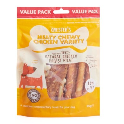 Chester's Meaty Chewy Chicken Variety Dog Treats 320g Natural, Low Fat ...