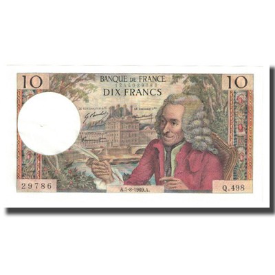 France, 10 Francs, Voltaire, 1969, 1969-08-07, SUP+, Fayette:62.39, KM ...