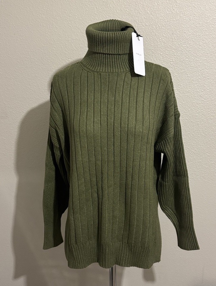 Varley Eve Oversized Green Turtleneck Sweater Ribbed Christmas Fall ...