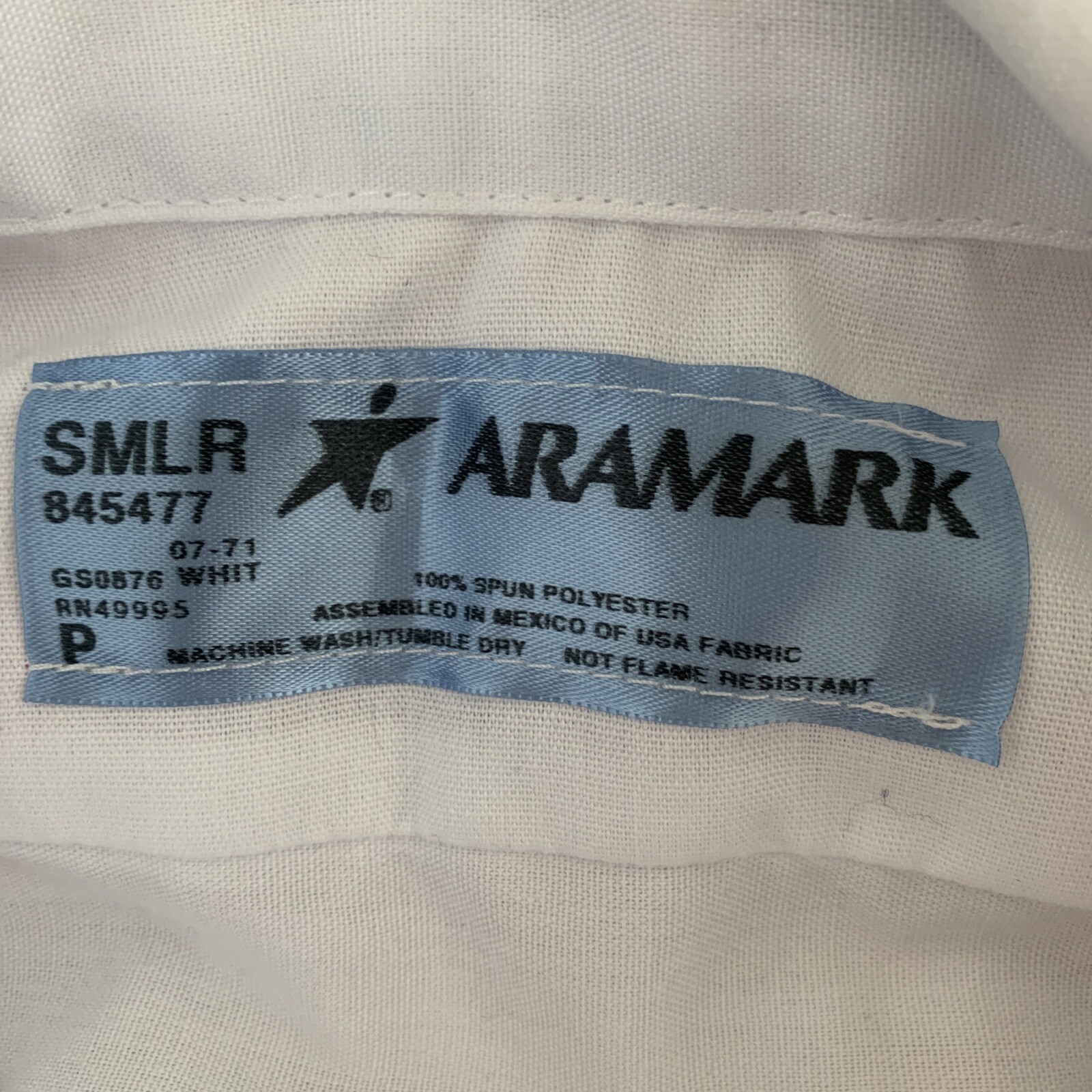 Aramark Uniform Work Shirt Employee Short Sleeve Button Up White | eBay