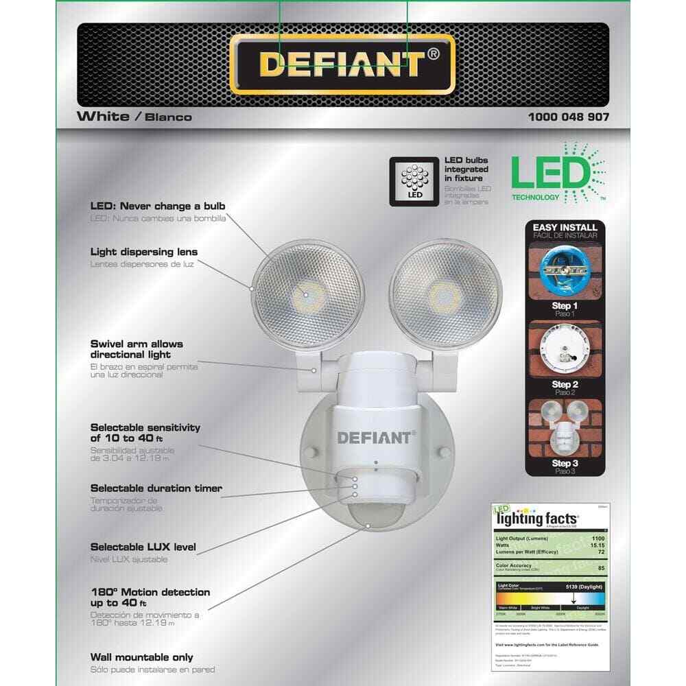 Defiant DFI-5936-WH 180 Degree 1100lm 110W Sensor Security Light for ...