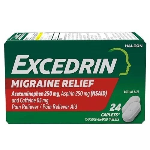 Excedrin Migraine Pain Reliever Acetaminophen 24 Coated Caplets EXP 05/ ...
