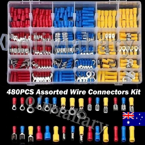 480PCS Insulated Electrical Wire Splice Terminal Spade/Crimp/Ring ...
