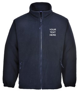 Embroidered, Personalised Navy Fleece Jacket, Name, Text, Company Logo ...