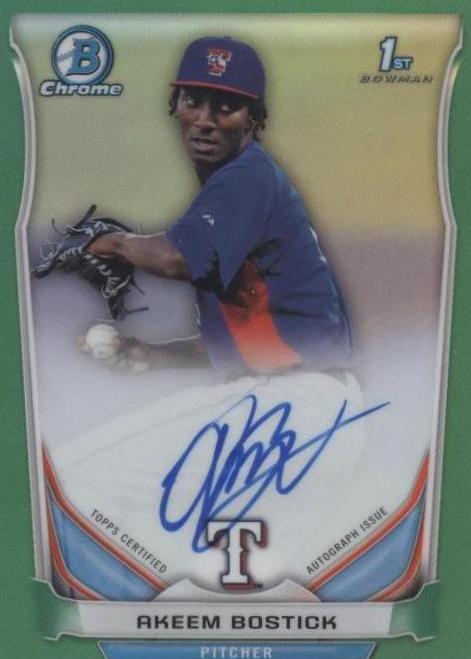 2014 Bowman Chrome - Prospect Autographs Akeem Bostick #BCAP-AB Green ...