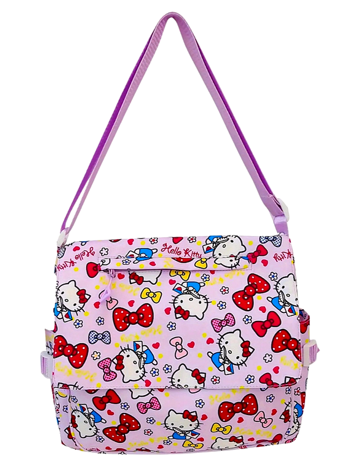 Hello Kitty Campus Messenger Bag Purple Cartoon Logo Flap JK School ...
