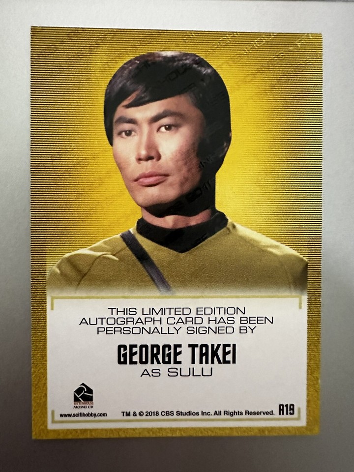 STAR TREK TOS ARCHIVES & INSCRIPTIONS A19 GEORGE TAKEI AS SULU ...