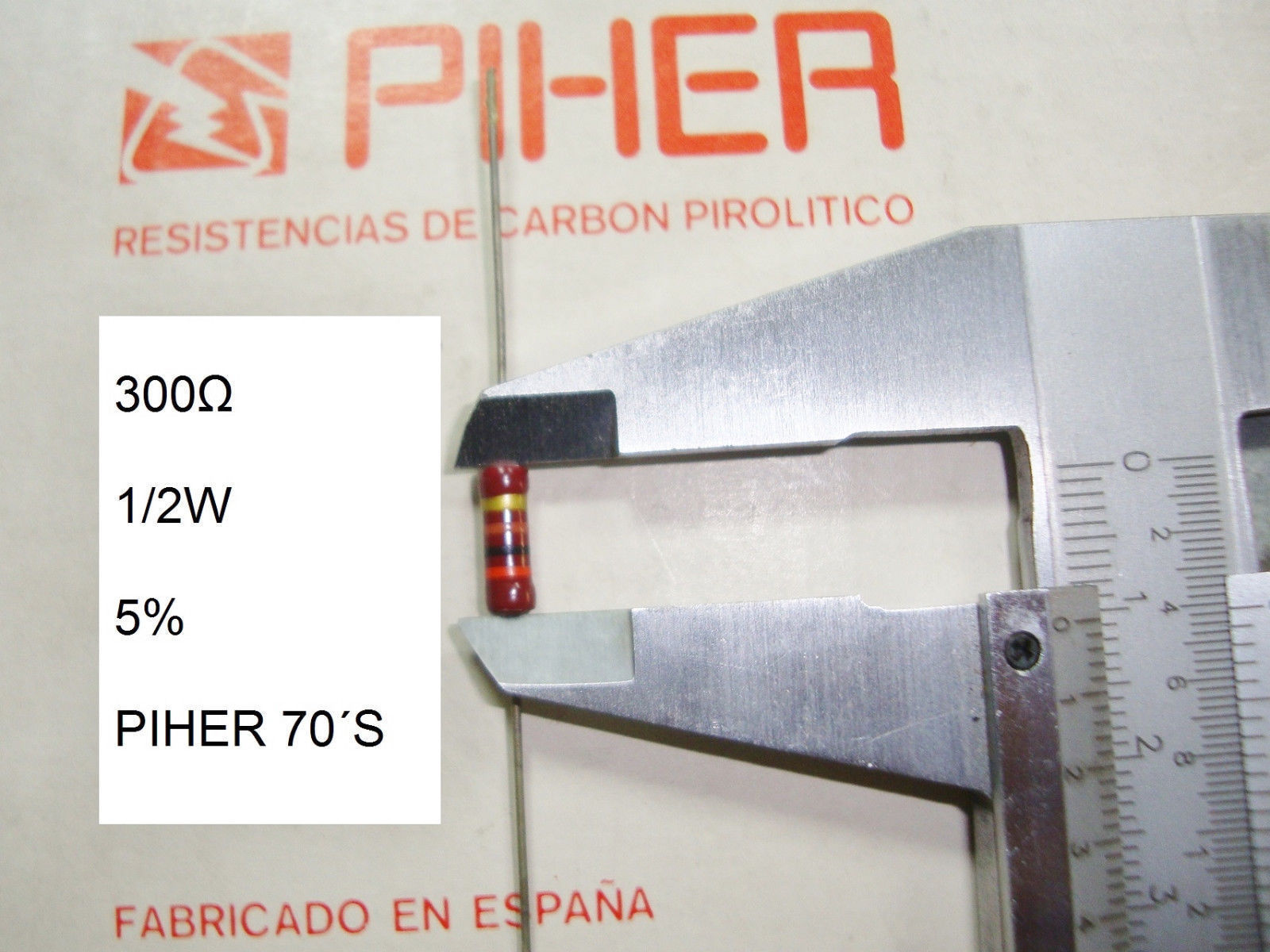 VINTAGE PIHER RESISTOR. 1/2W 300Ω 300R 300Ohm 5% *1 PC* NEW ORIGINAL ...