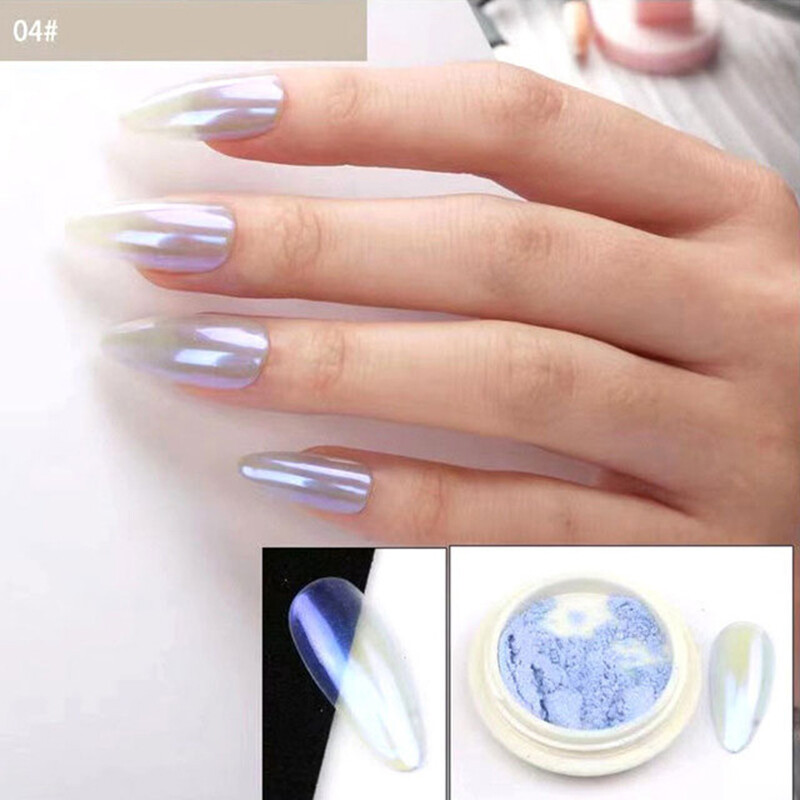 Holographic Chrome Pigment Aurora Nail Glitter Nail Powder Rainbow Nail ...