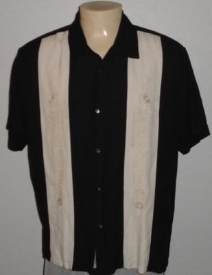 Retro panels Hipster Havana Pool Room Embroidered Cubavera Silk Shirt ...