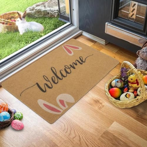 Easter-Decorative-Welcome-Doormat Easter Bunny Door Mat Non Slip Coir ...
