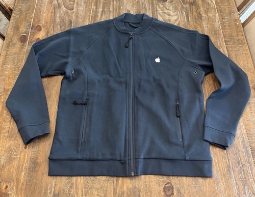 NEW Apple Store Employee Indoor Zippered Jacket Navy Blue Embroidered ...