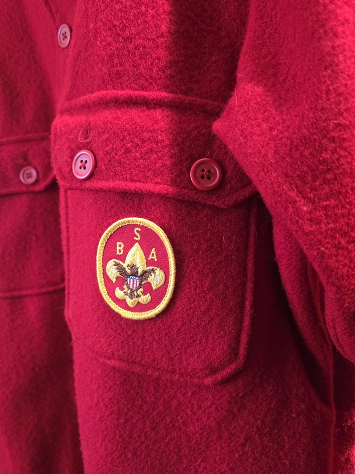 Vintage Boy Scouts of America Official BSA Red Wool Coat Shirt Jacket ...