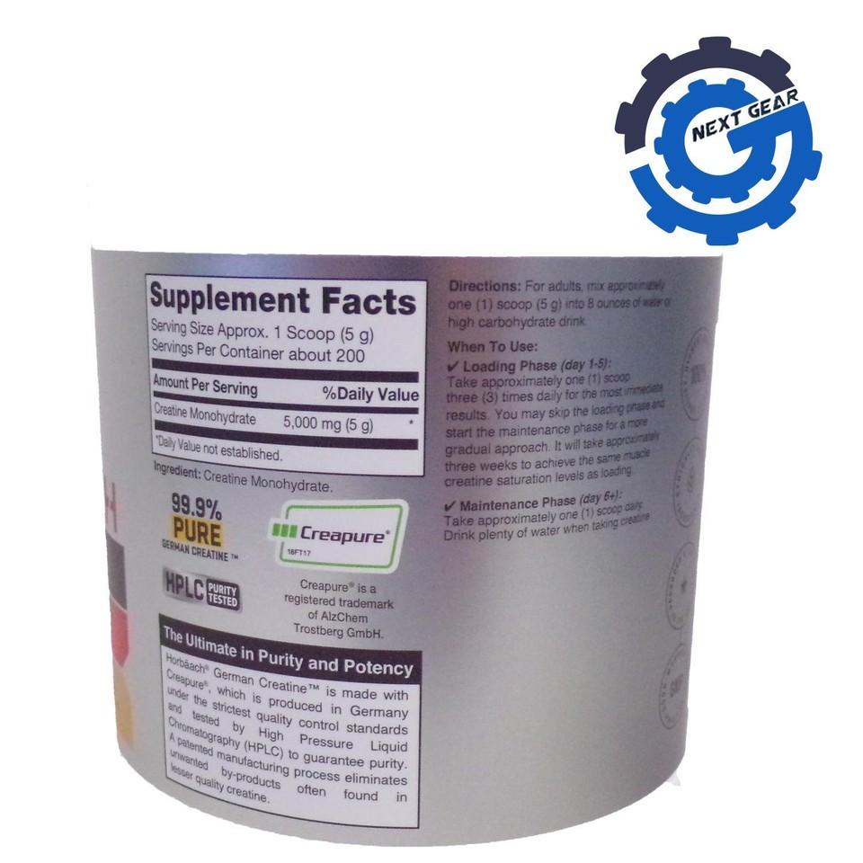Horbaach Creapure German Creatine Monohydrate Powder Non-GMO 5000 mg | eBay