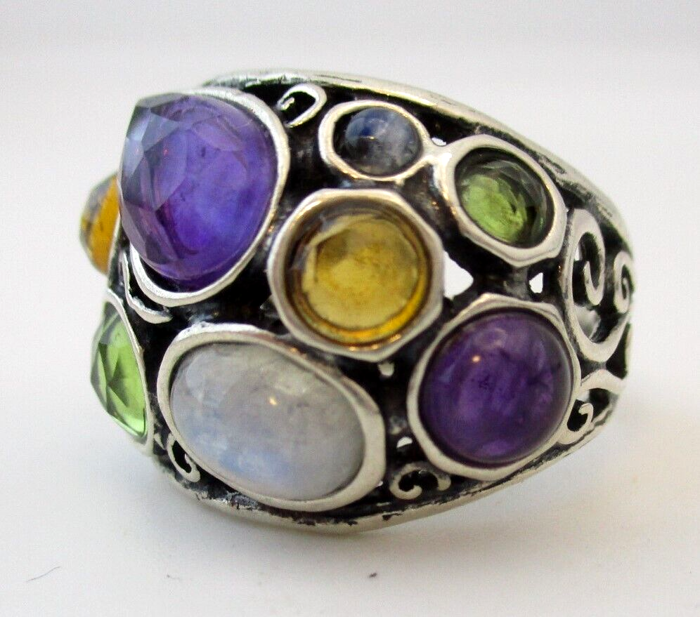 Vintage Israel PZ PAZ Sterling & Multi Gemstone Ring 6318 | eBay