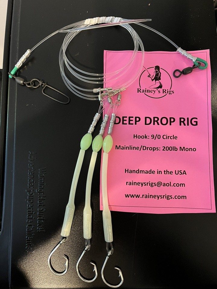 DEEP DROP RIG FOR TILE FISH - GLOW SLEEVE AND GLOW BEADS 9/0 Mustad ...