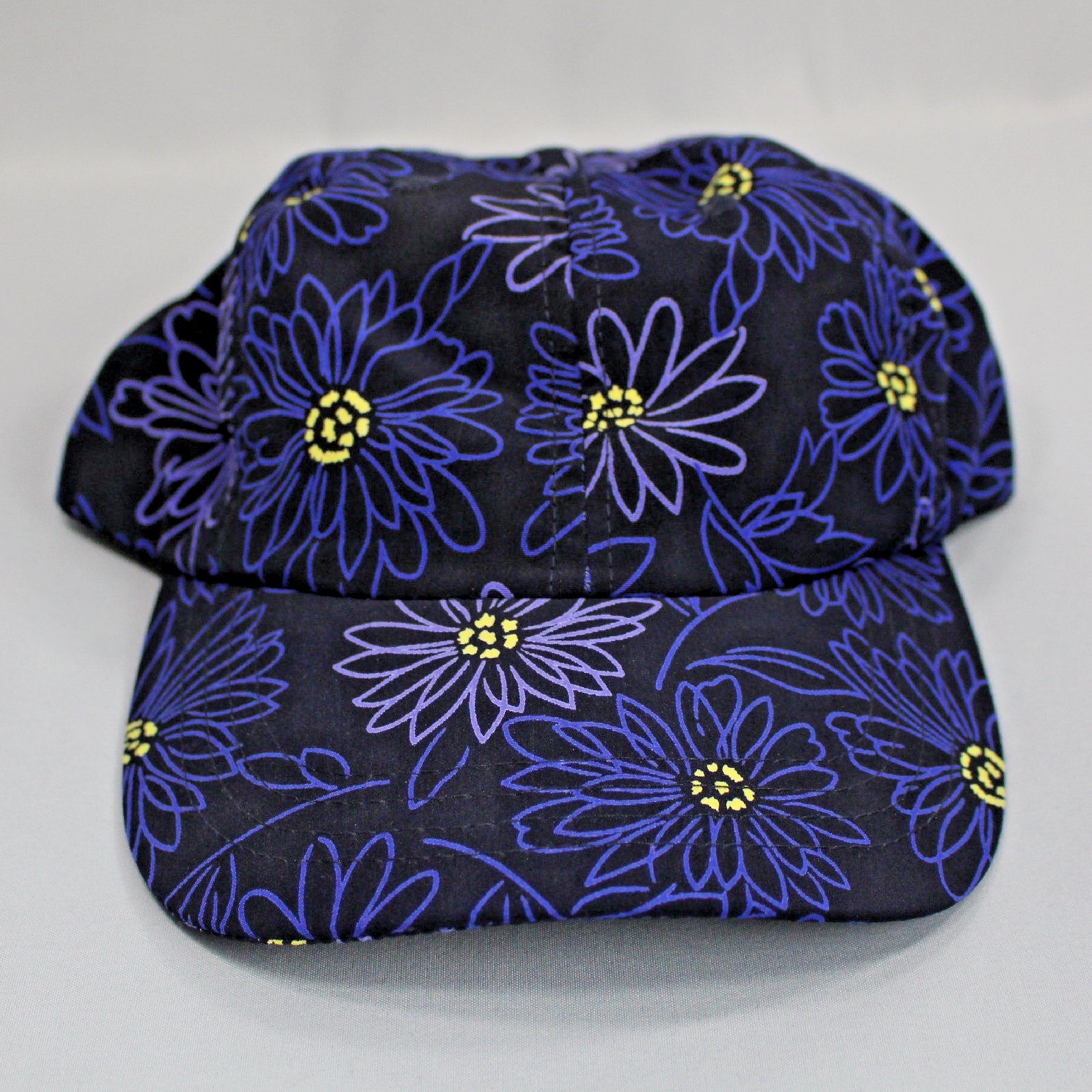 EP Pro Ladies Golf Ball Cap Black Purple and Yellow Flowers Adjustable ...