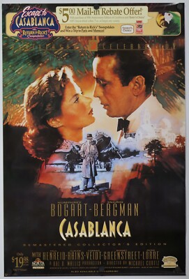 Casablanca - original movie poster - Video release 1992 24x36 | eBay