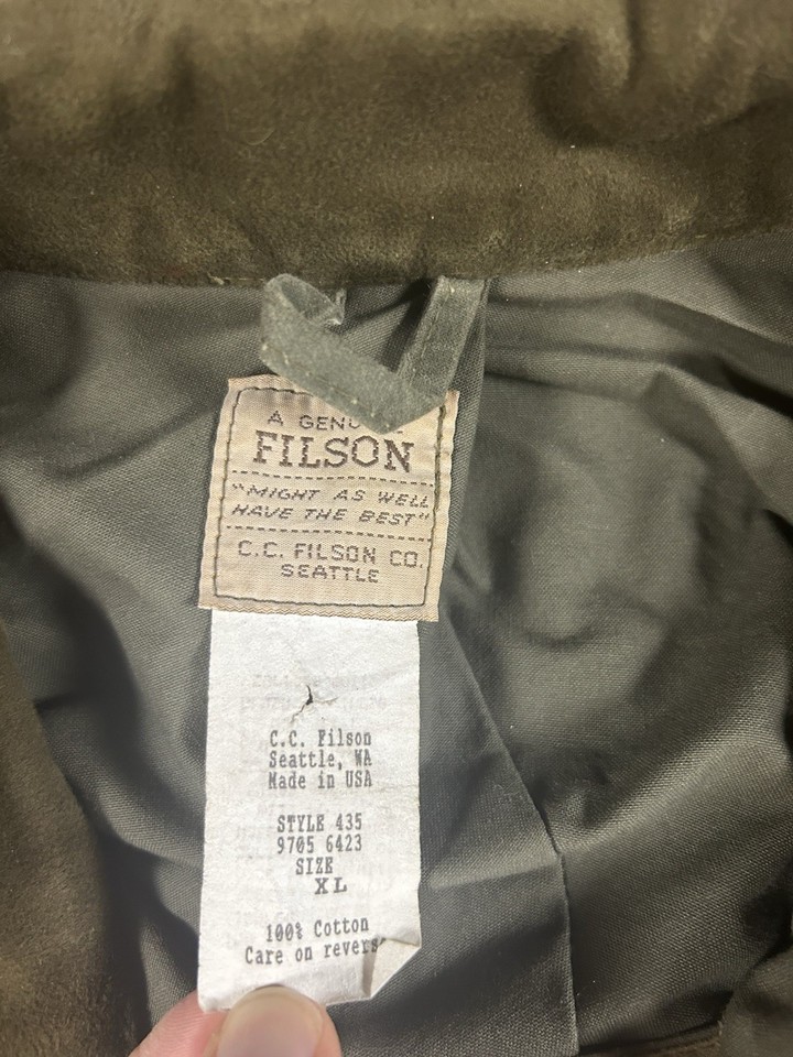 Filson Shelter Cloth Waterfowl/Upland Coat Size Men’s XL Style 435 9705 ...