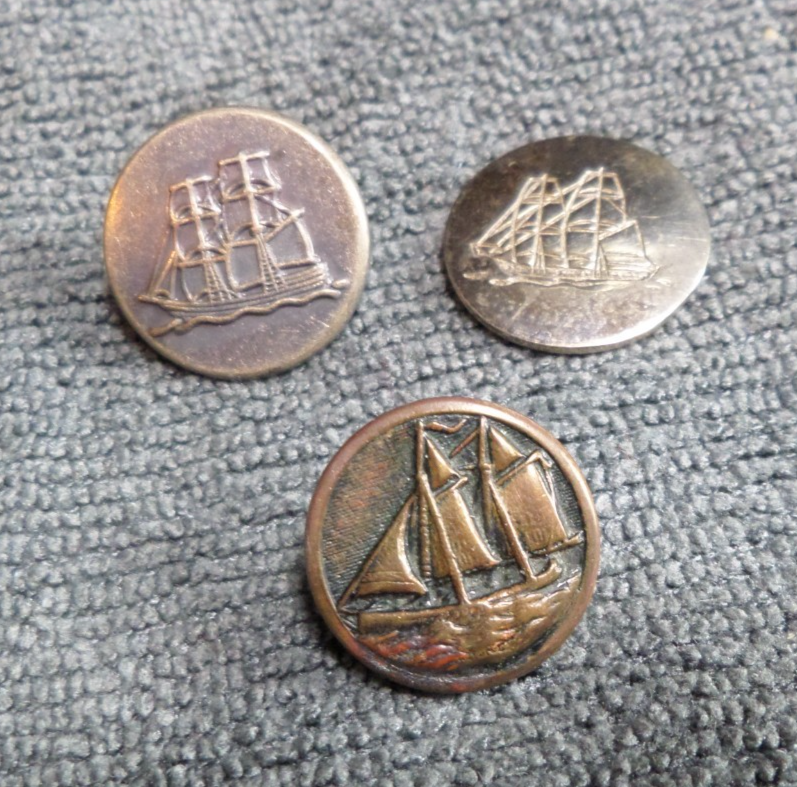 3 Vintage Antique Metal Picture Buttons SAILING SHIPS | eBay