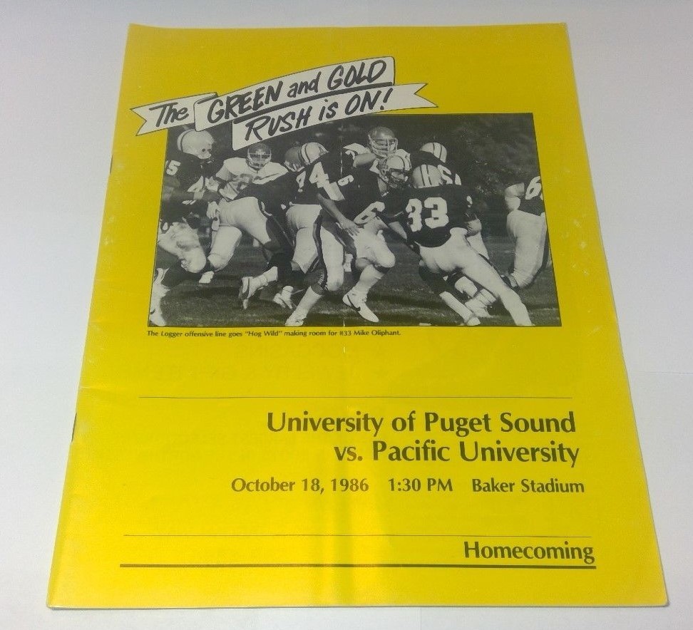 1986 PACIFIC vs PUGET SOUND FOOTBALL GAME PROGRAM UPS LOGGERS BOXERS ...