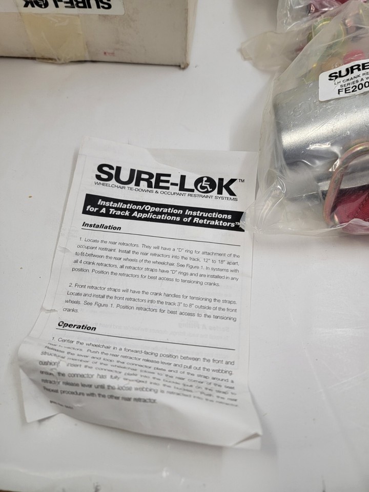 SURE-LOK WHEELCHAIR ANCHOR RESTRAINT SERIES A RETRACTOR TIE DOWN KIT ...