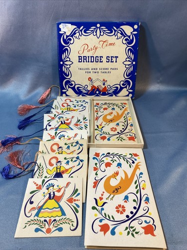 Party Time Bridge Set Tallies & Score Pads 2 Tables Made In USA Lyle F ...