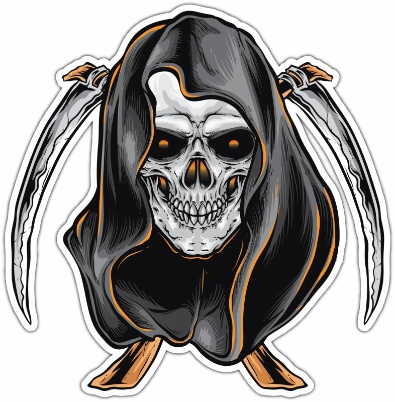 Grim Reaper Scythe Death Skull Car Bumper Vinyl Sticker Decal 4.6" | eBay