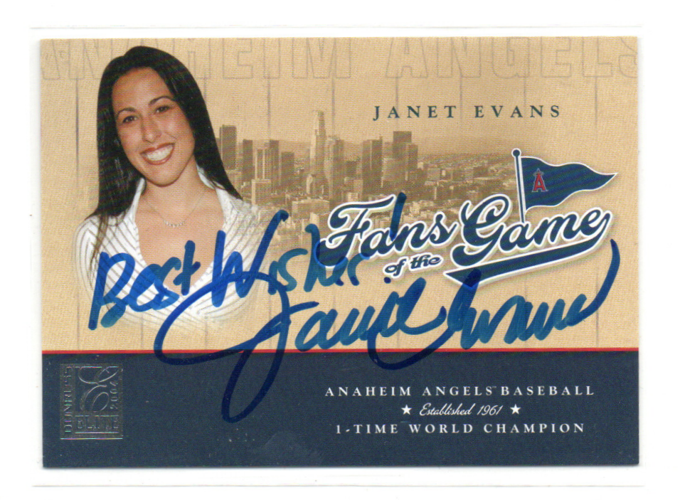 JANET EVANS 2004 DONRUSS ELITE ANAHEIM ANGELS SWIMMING IP/TTM AUTOGRAPH ...