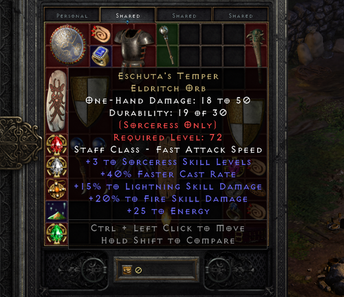 Diablo 2 Non Ladder - Eschuta's Temper 3 skill - Xbox PC Softcore | eBay