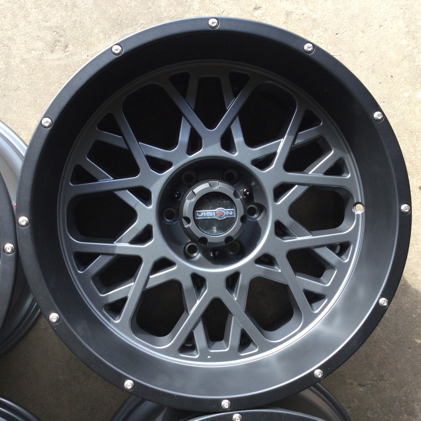 Set 4 20" Vision 412 Rocker Anthracite Satin Black Lip Wheels 20x9 ...