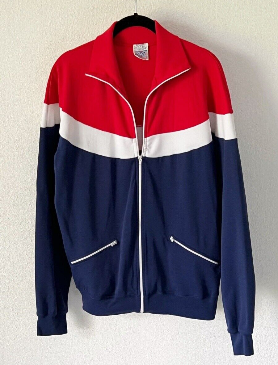 Vintage 70s Sears Track Jacket Put-On Shop Size XL Bl… - Gem