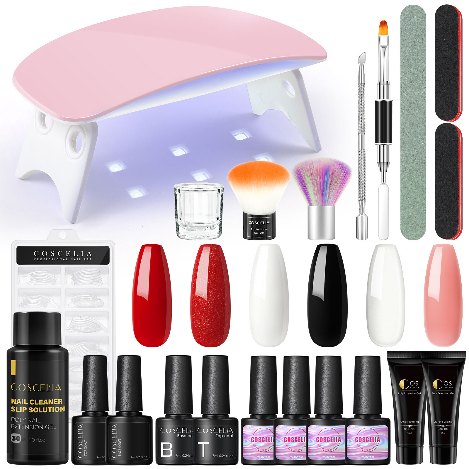 Komplett UV Nagel Gel Set mit LED Lampe Poly Nagel Quick Extension ...