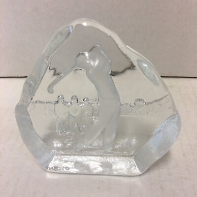 Crystal Etched Golfer Paperweight, Made by NYBRO, Sweden Father Present ...