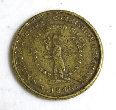 1846 Charleston South Carolina Merchant Token W W Wilbur Slave ...