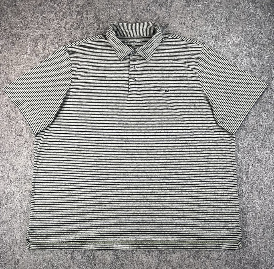 Vineyard Vines OTG On The Go Sankaty Polo Shirt Mens 3XB Gray Stripe ...