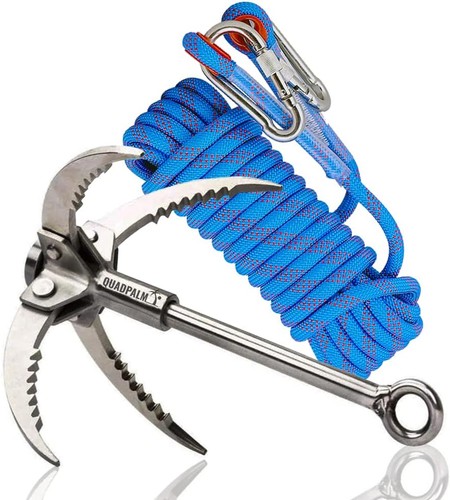 Grappling Hook with 10m Rope – Multifunctional QUADPALM Grapple Hook ...