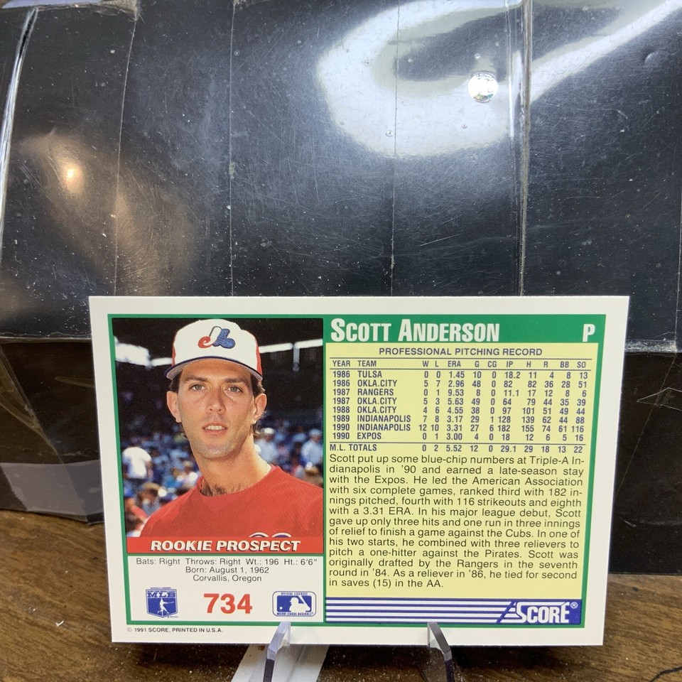 1991 Score Baseball #734 Scott Anderson RC - Montreal Expos | eBay