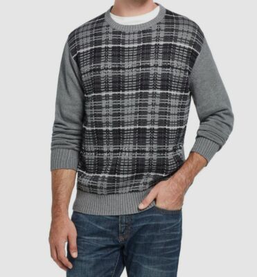 $95 Weatherproof Vintage Men's Gray Plaid Crewneck Pullover Sweater ...