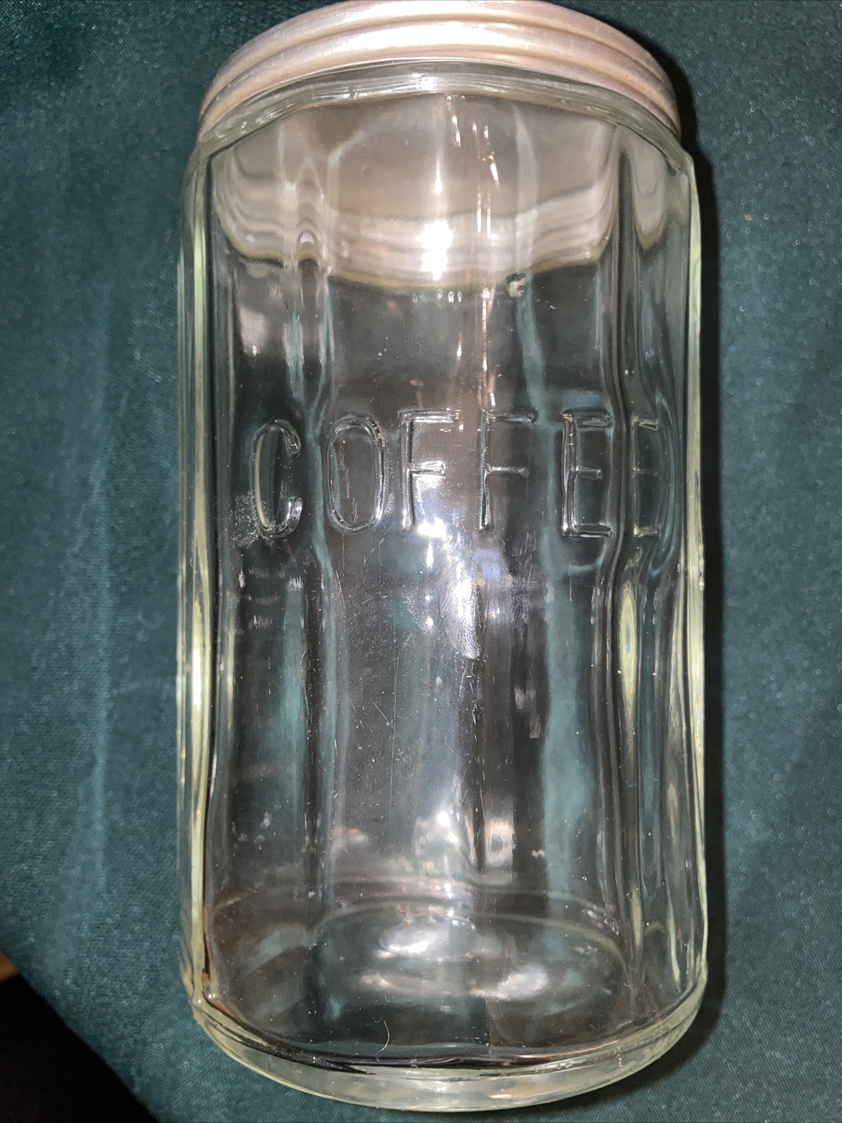 Vintage Glass Panel Embossed COFFEE HOOSIER Canister Jar w/metal Lid 7 ...